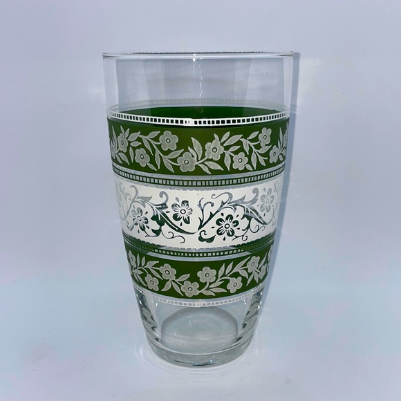 Libbey | Accents | Vintage Libbey Glass Vase Green And White Floral ...